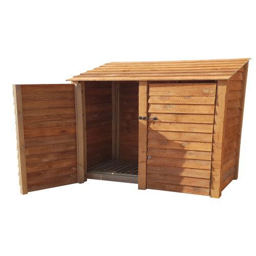 (6ft, Rustic Brown) Wooden Log Store With Doors - Standard Roof (L ...