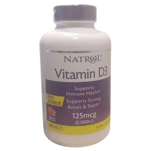 Natrol Vitamin D3 125 mcg (5,000 IU), 400 Fast Dissolve Tablets ...