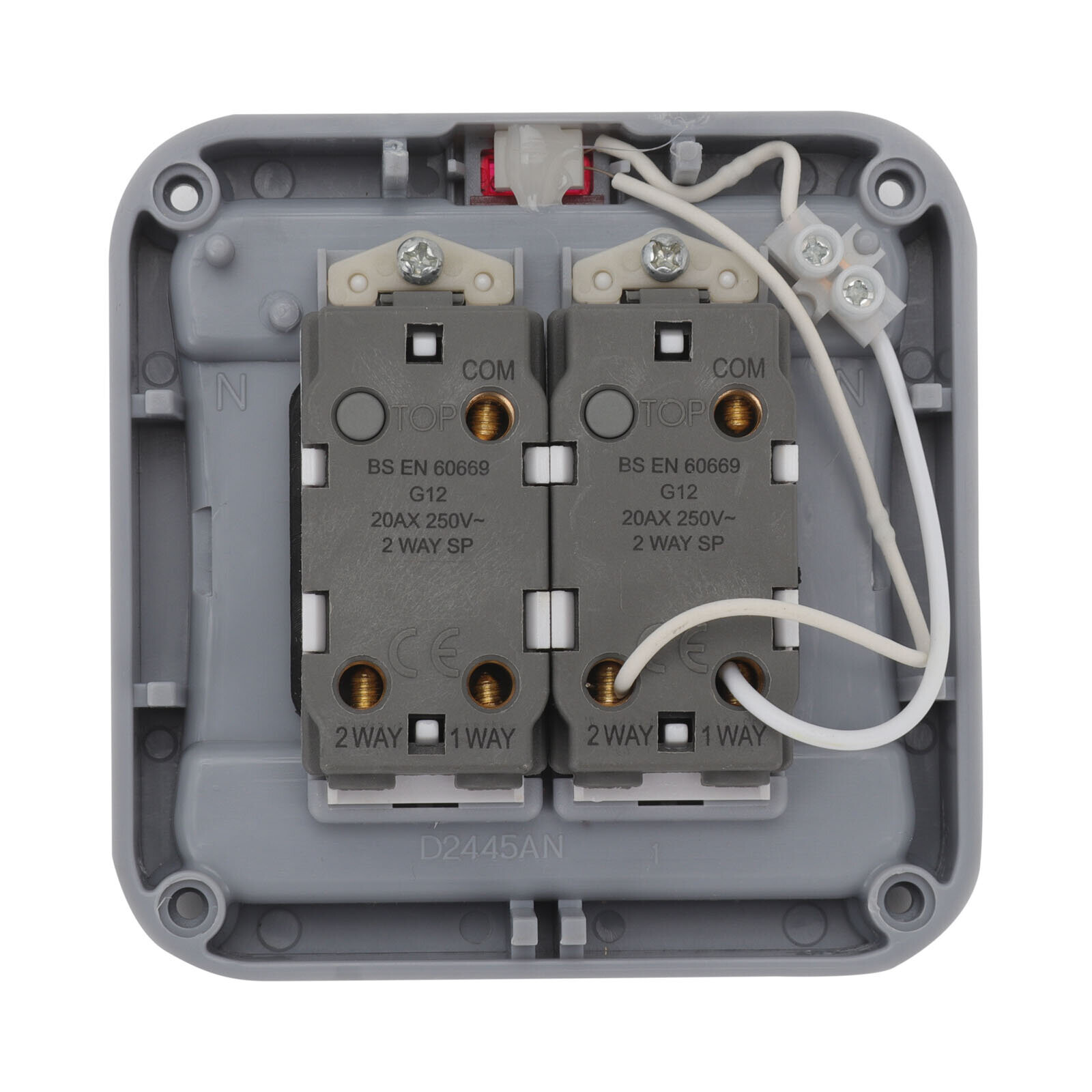 2-Way Outdoor IP66 Weatherproof Double Light Switch - Wall Mounted, 20A ...
