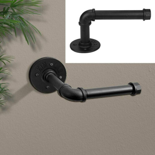 Industrial Rustic Toilet Paper Roll Holder Iron Wall Mounted Pipe on OnBuy