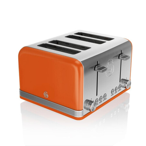 Swan 4 Slice Retro Toaster 1600W Variable Browning Stainless Steel Auto ...