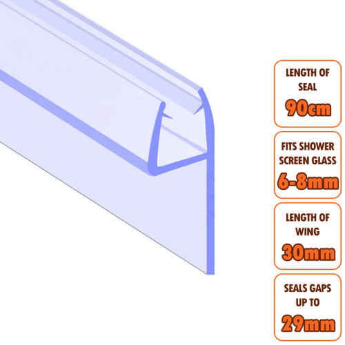 ECOSPA Bath Shower Screen Door Seal Strip 6-8mm Glass Gaps up to 29mm ...