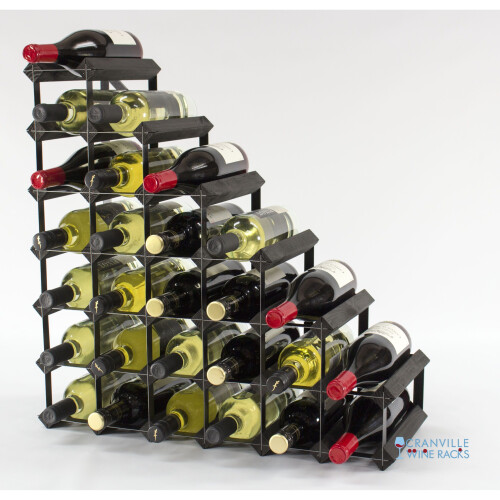 Classic understairs black stained wood and black metal wine rack ready ...