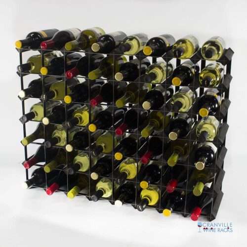 Classic 56 bottle black stained wood and black metal wine rack ready ...