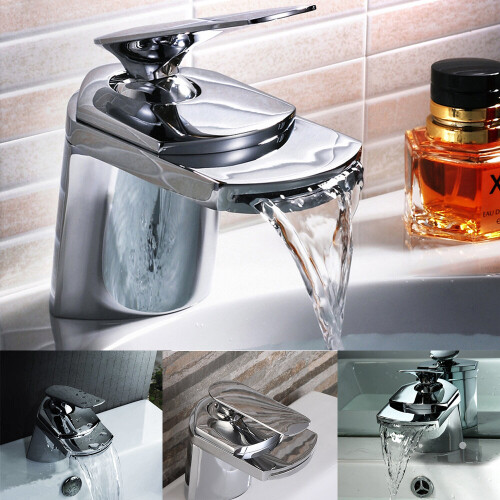 Waterfall Bathroom Taps Basin Sink Mono Mixer Chrome Cloakroom Tap on OnBuy