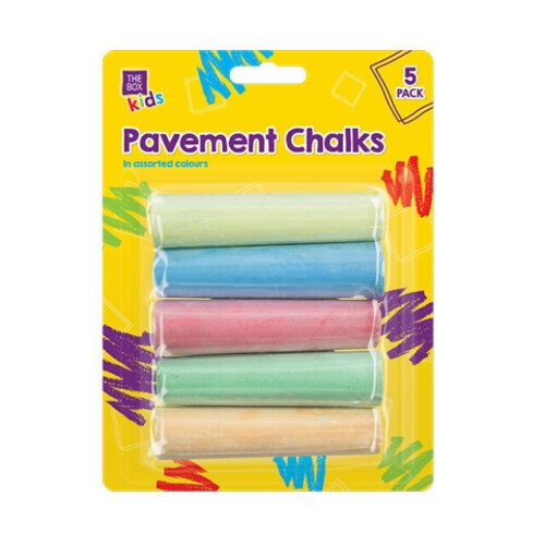 5 Assorted Coloured Giant Chalk Pack Jumbo Chalks Pavement School Kids ...