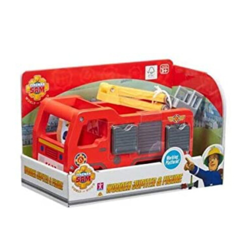 Fireman Sam Wooden Jupiter Fire Engine Vehicle Eco Friendly on OnBuy