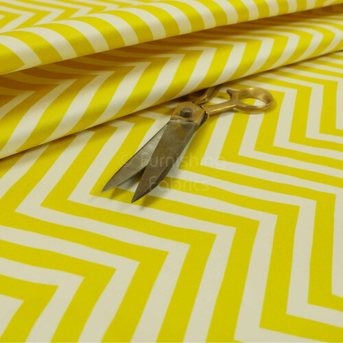 Yellow White Chevron Colour Print Velour Velvet Upholstery Curtain ...