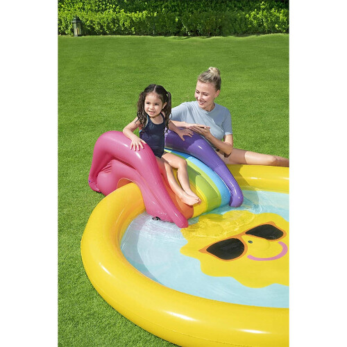 Bestway Sunnyland Toddler Play Paddling Pool with Slide and Water Jet ...