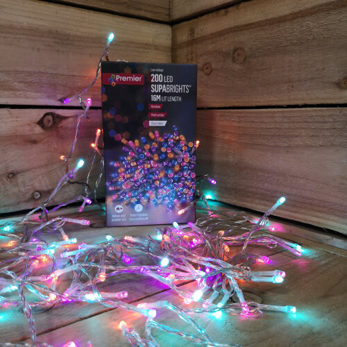 200 16m LED Premier Indoor / Outdoor Christmas Lights in Rainbow on ...