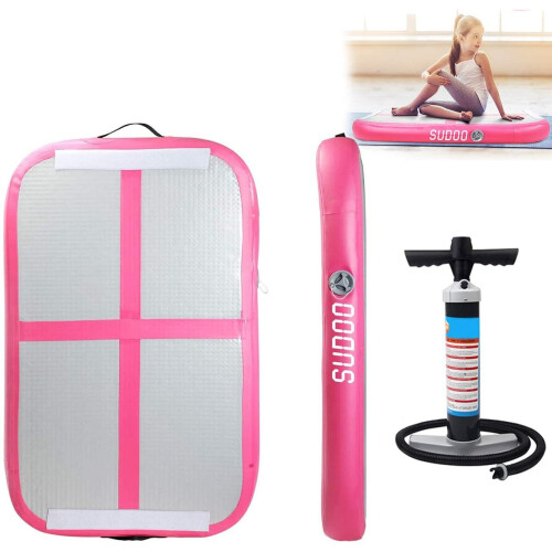 (Gymnastics Mat-Pink (1M)) Inflatable Air Barrel Roller Gymnastics Mats ...