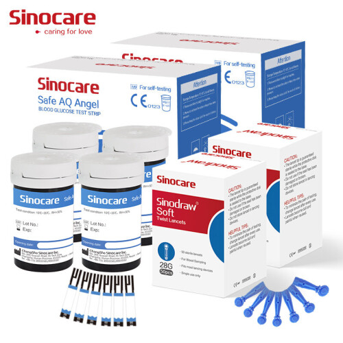 (Sinocare Safe AQ Angel 100Pcs Strips & Lancets ) Sinocare Safe AQ ...