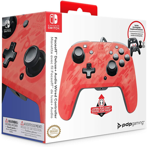 PDP Face off Deluxe Switch Controller and Audio Camo Red for Nintendo Switch on OnBuy