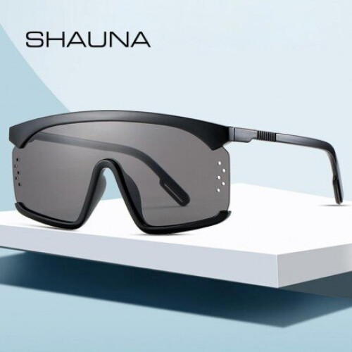 (Beige Tea Pink) SHAUNA One Piece Sunglasses For Women Oversize Half ...