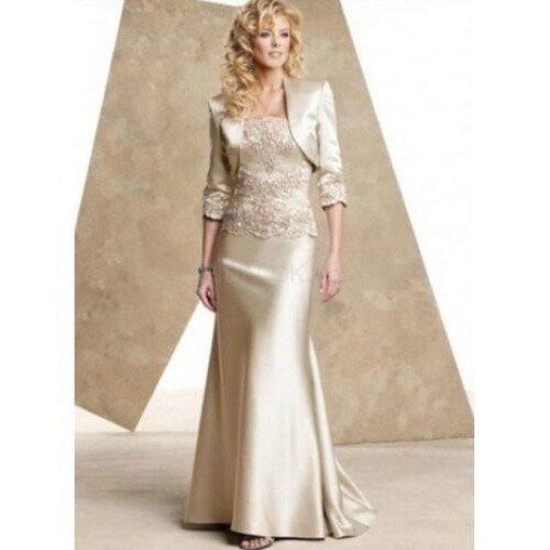 (Beige) Elegant 2019 Mother Of The Bride Dresses Mermaid Satin Lace ...