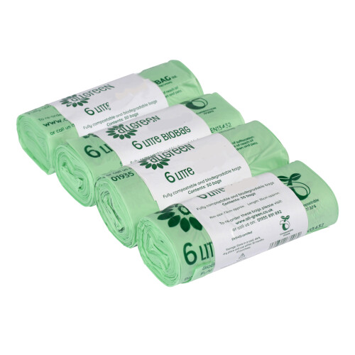 6 Litre All-Green Compostable Food Waste Caddy Liners - 200 Bags (6L ...