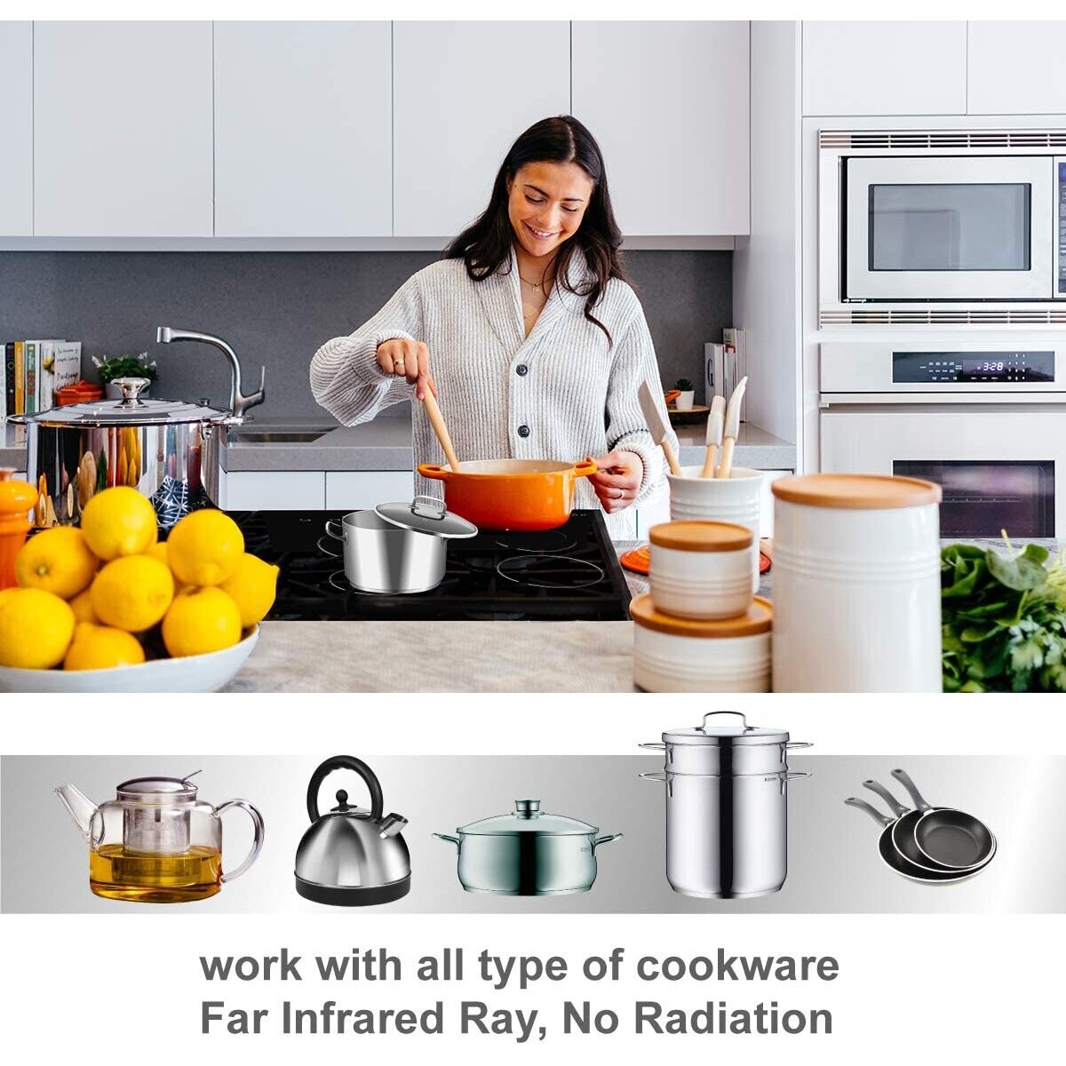 Domino Ceramic Hob Built-in 4 Zone Electric Hobs 60cm Black Glass ...