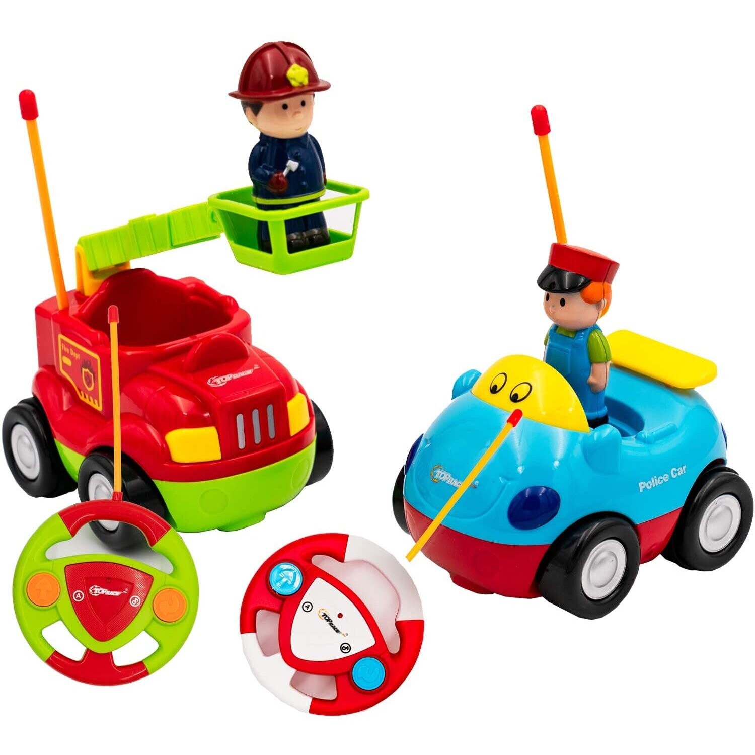 Top Race RC Cartoon Car, First Remote Control Set of 2 Fire Engine ...