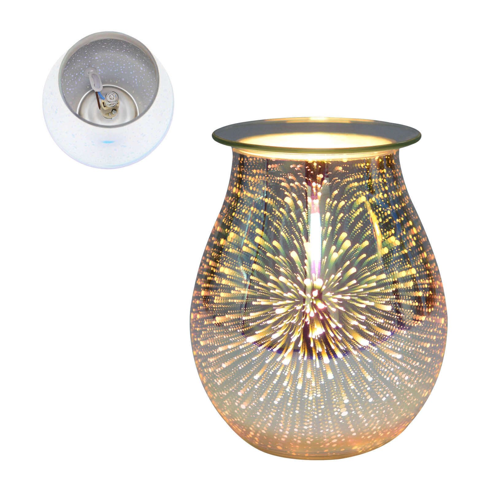 3D Glass Electric Wax Melt Warmer Aroma Night Lamp Oil Burner Diffuser ...