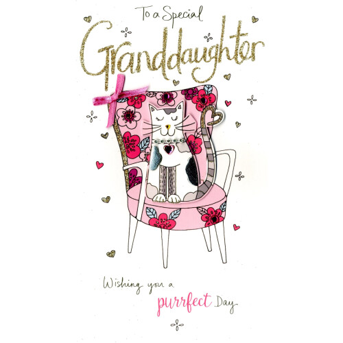 Special Granddaughter Birthday Greeting Card Hand Finished Champagne