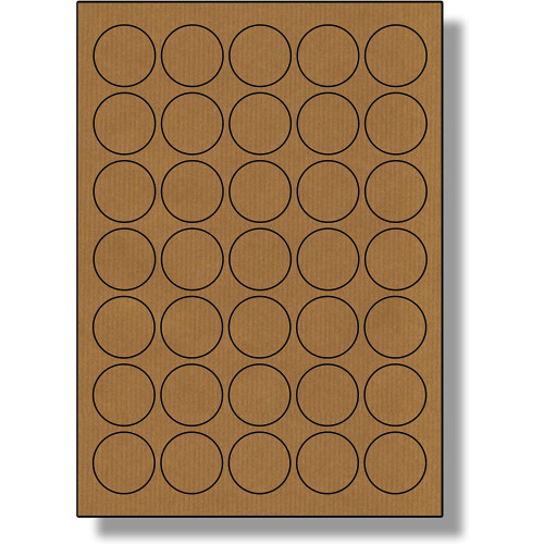 35 Per Sheet, 5 Sheets (175 Round Brown Kraft Labels). Label PlanetÂ ...