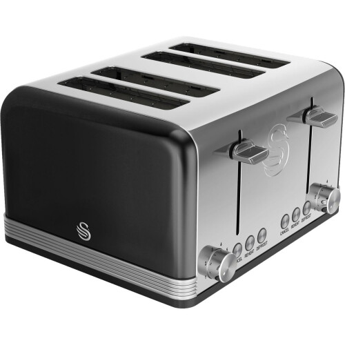 Swan Retro ST19020BN 4 Slice Toaster - Black on OnBuy