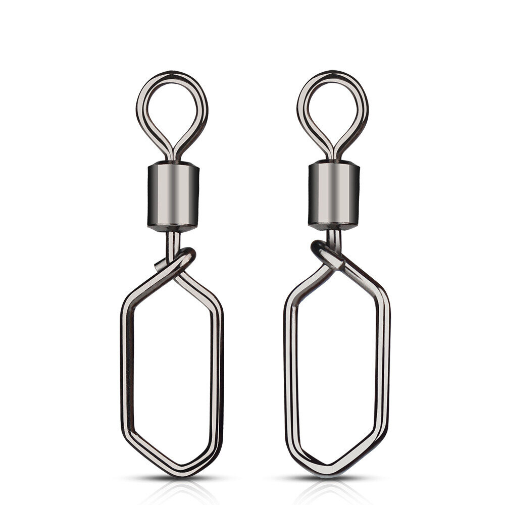 2SETS 10pcs/set Hooked Snap Pin Stainless Steel Fishing Barrel Swivel ...