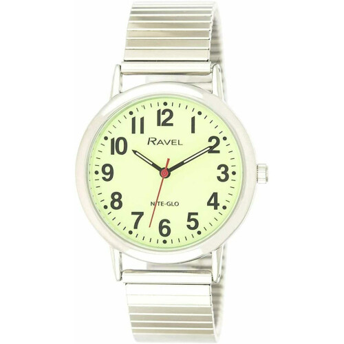 Ravel Glow in The Dark Luminous Dial Watch - Stainless Steel Expander ...