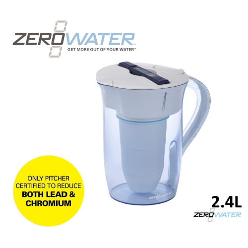 ZeroWater 10-Cup / 2.4L Round Flip-to-Fill Water Filter Pitcher on OnBuy