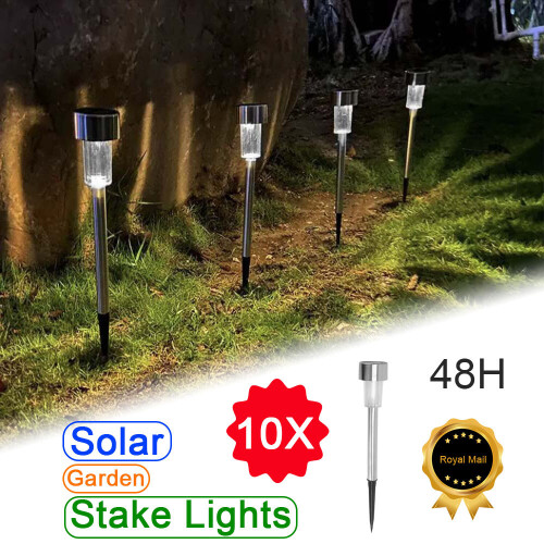 10X Stainless Steel Solar Light, Garden Sentry Box With Power LED on OnBuy