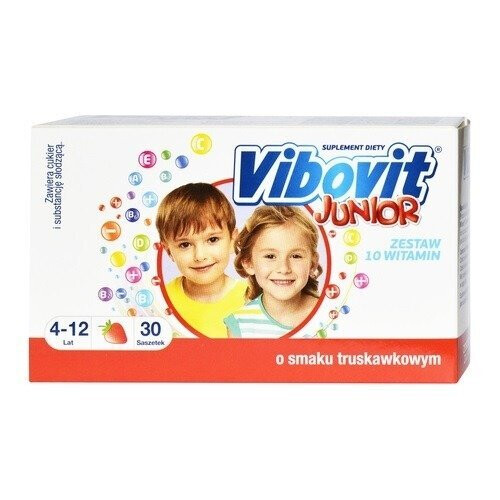 Vibovit Junior Strawberry Flavour Vitamins for Kids Aged 4-12, 30 ...