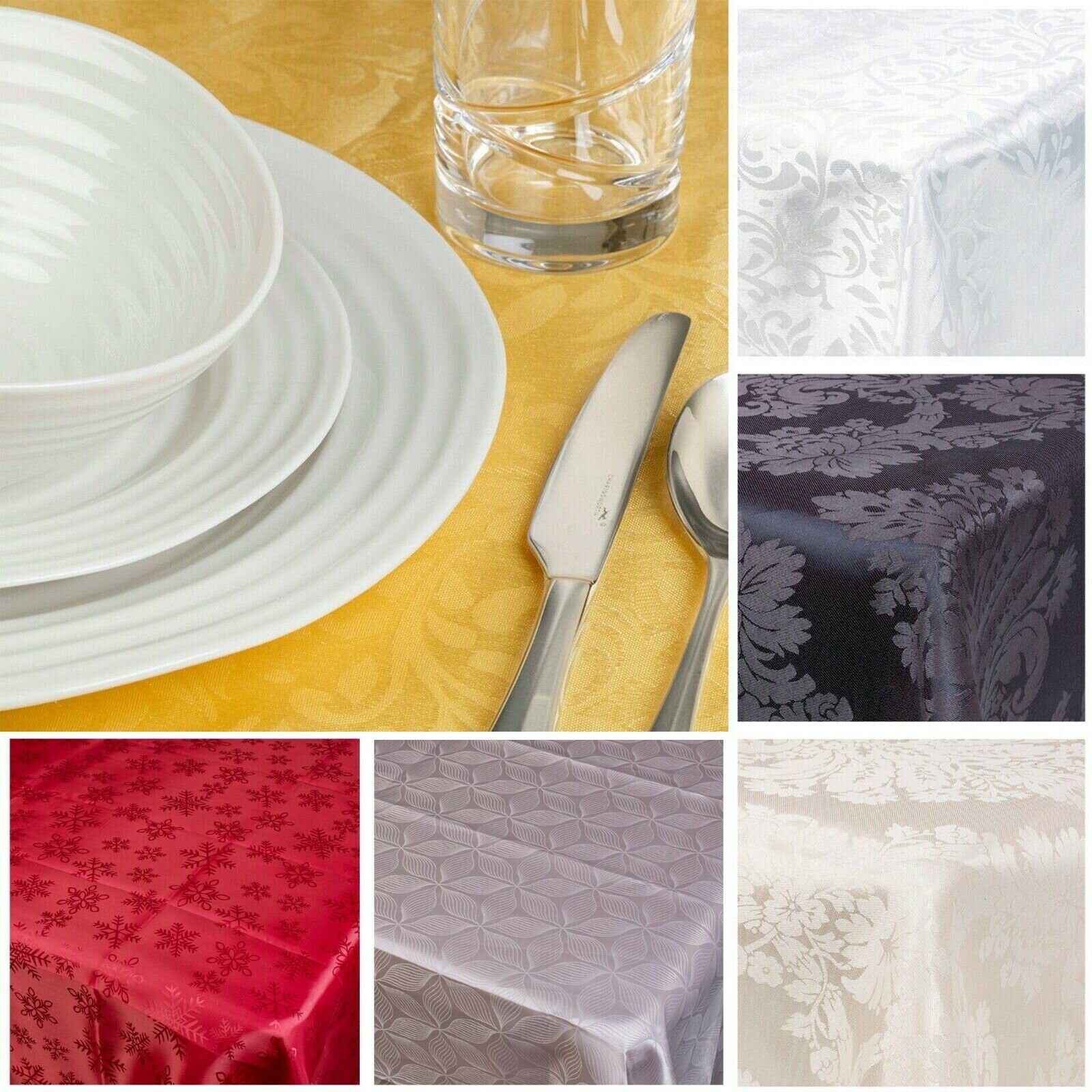 Damask Floral Jacquard Rectangle Oblong Table Cloth on OnBuy