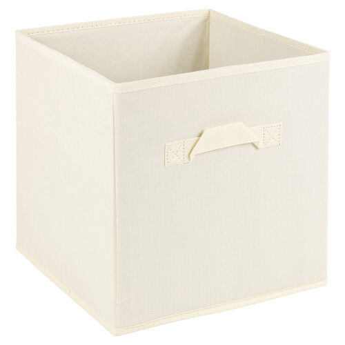 (Cream Large, 5) Collapsible Cube Storage Boxes Carry Handles on OnBuy