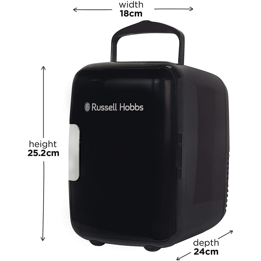 Russell Hobbs Mini Fridge RH4CLR1001B | 4L/6 Can Portable Mini Cooler ...