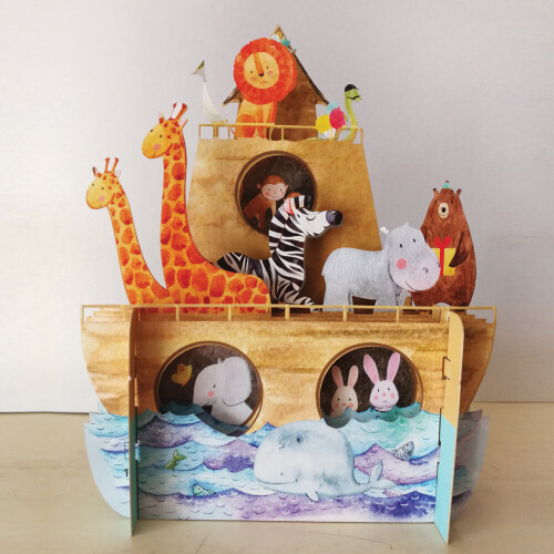 Children's Animals On The Ark 3D Pop Up Birthday Greeting Card By ...