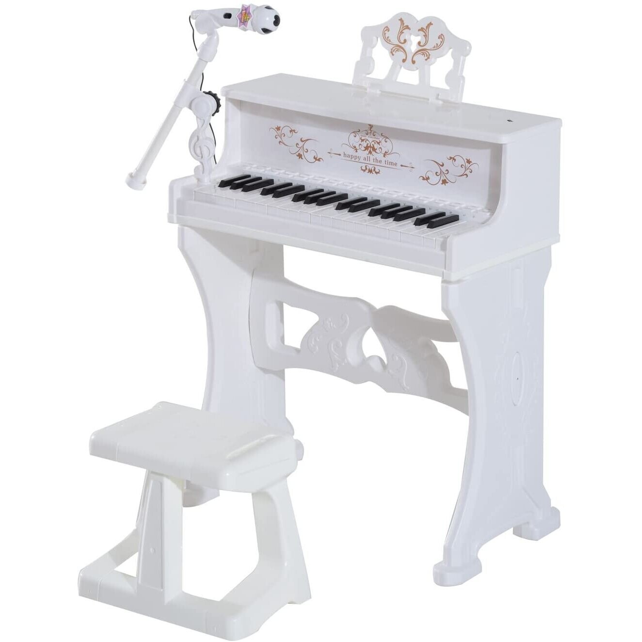 HOMCOM 37 Keys Mini Electronic Keyboard Light Kids Musical Instrument ...