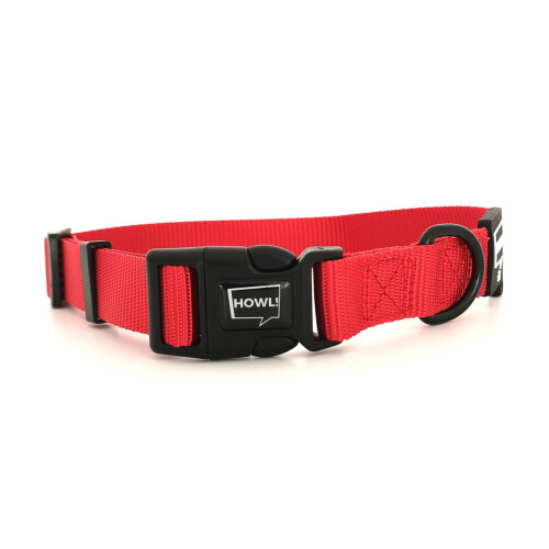 (Red, L) HOWL! Adjustable Clip-on Nylon Dog/Puppy Collar on OnBuy