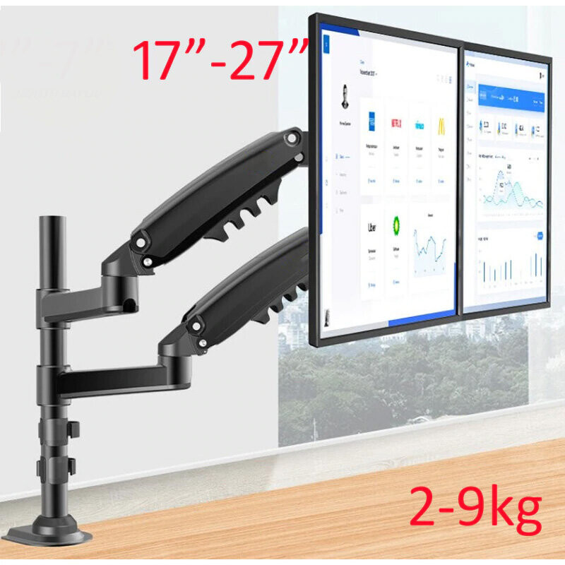Gas Spring Strut Dual 360 Degree Flexi Monitor Stand Clamp Mount Arm on ...