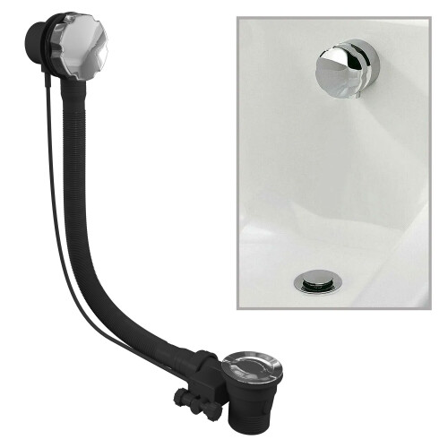 EcoSpa Concealed Bath Twist Overflow and Pop-up Plug Waste in Chrome on ...
