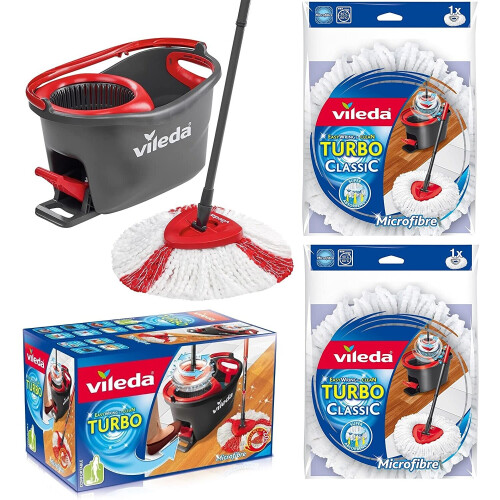 VILEDA Turbo Clean EasyWring Complete Set Mop & Bucket Power Spinner on ...