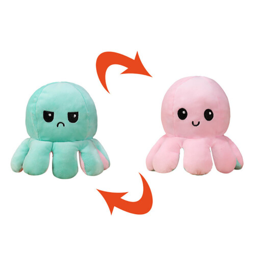 (pink-green) Octopus Reversible Plushie Plush Emotion Mood Octopus Toy ...
