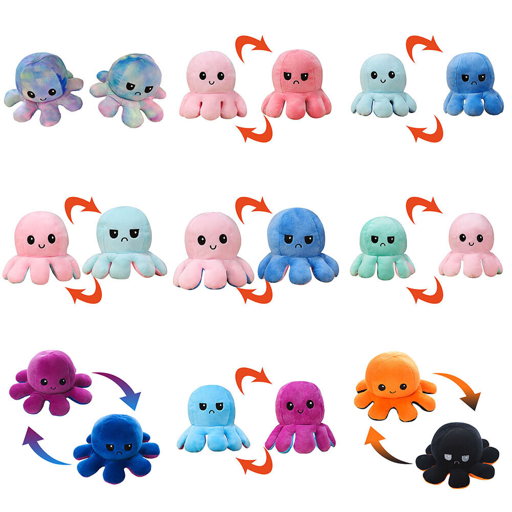 Octopus Reversible Plushie Plush Emotion Mood Octopus Toy Flip Moody ...