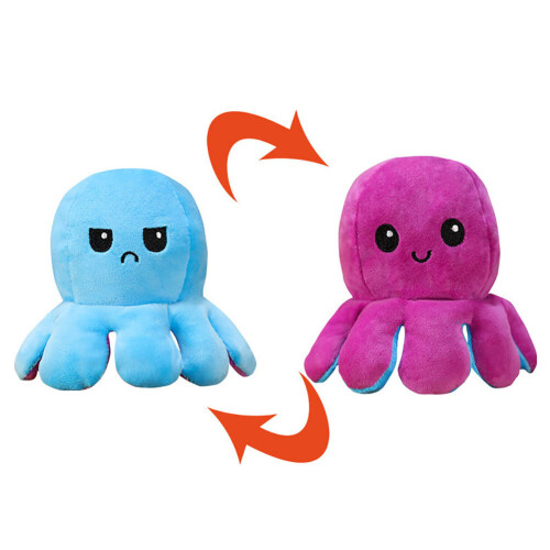 (blue-purple) Octopus Reversible Plushie Plush Emotion Mood Octopus Toy ...