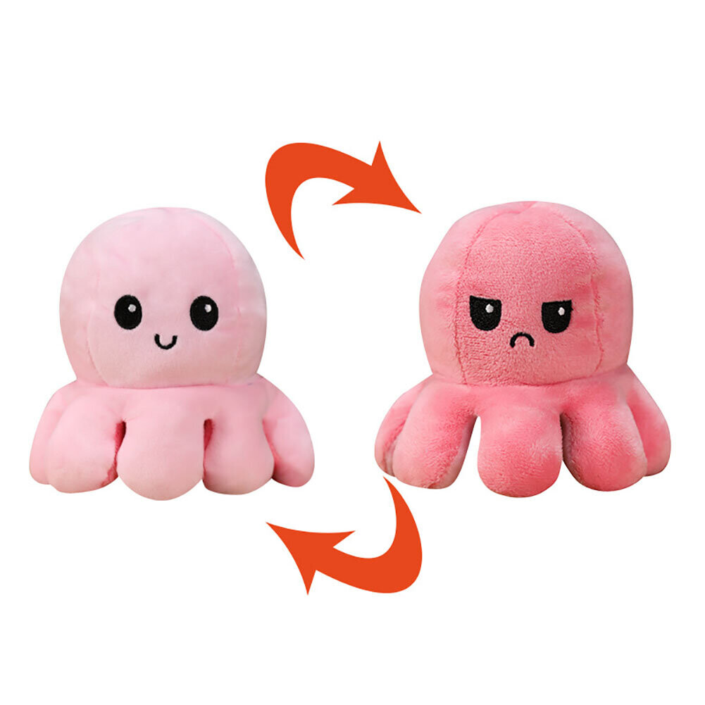 (dark pink-light pink) Octopus Reversible Plushie Plush Emotion Mood ...