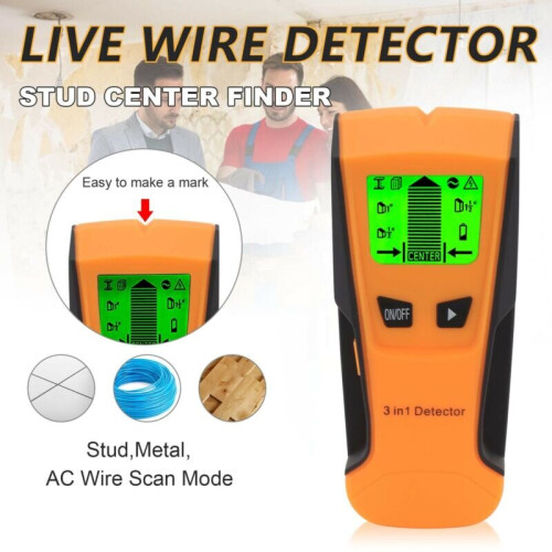 3 in 1 Wall Stud Center Finder Metal Live Wire Detector Wood Scanner on ...