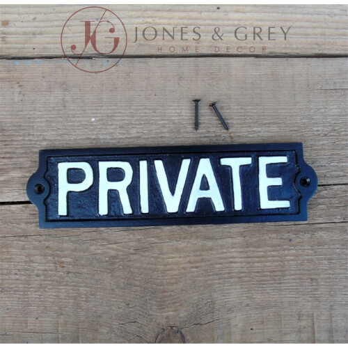 VINTAGE STYLE BLACK & WHITE CAST IRON DOOR SIGN - PRIVATE on OnBuy