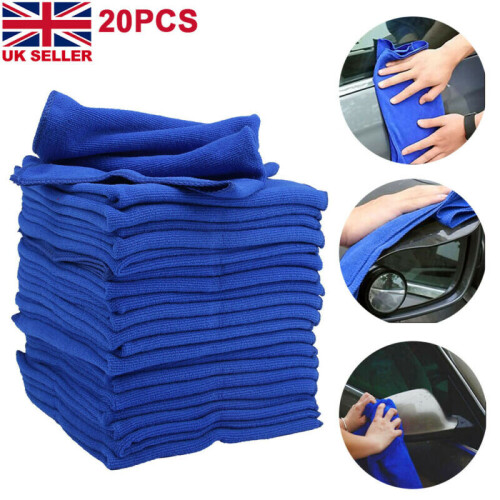 20x New Detailing Cleaning Car Soft Cloths Microfibre Absorbant Blue on ...