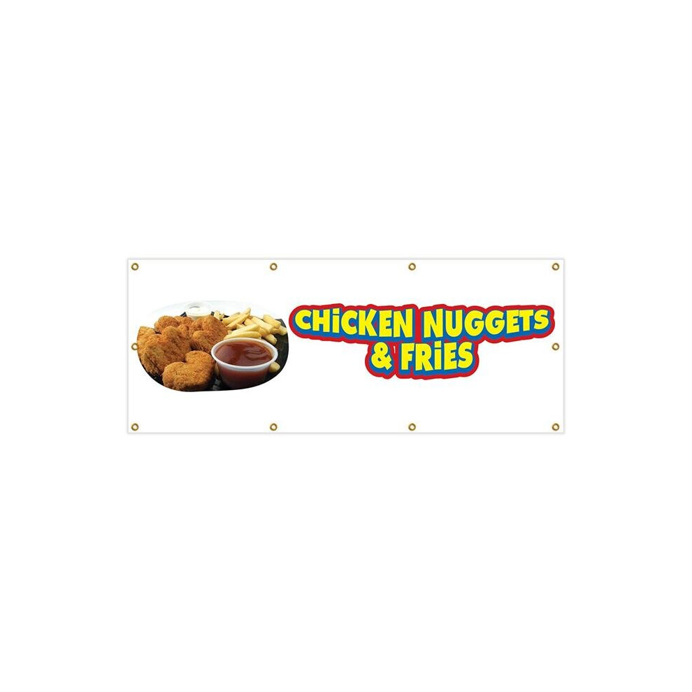 SignMission B-96 Chicken Nuggets & Fries 36 x 96 in. Banner Sign ...