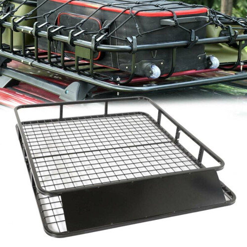 Universal Roof Basket Steel Cargo Luggage Tray Folding Carrier Rack on ...
