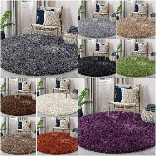 Circle Round Shaggy Rugs Large Living Room Fluffy Mats on OnBuy
